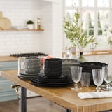 Beautiful Scallops Set of 4 Stoneware Dinner Plates Black by Drew ...