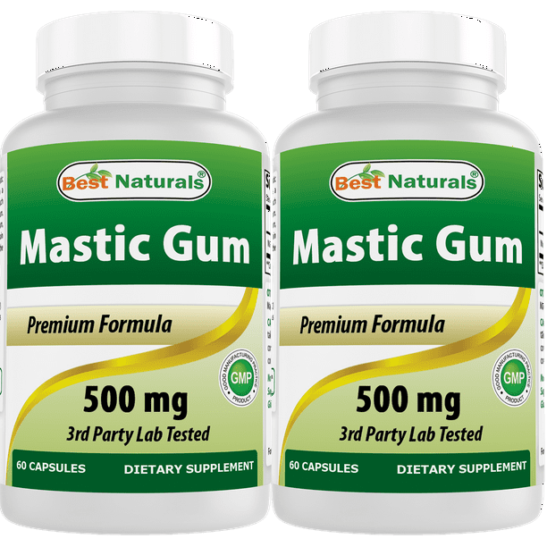 2 Pack - Best Naturals Mastic Gum Capsules 500 mg 60 Capsules (Total ...