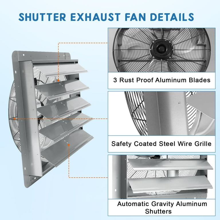 Silent Extractor Fan VEVOR Shutter , 254mm With Temperature Humidity ...