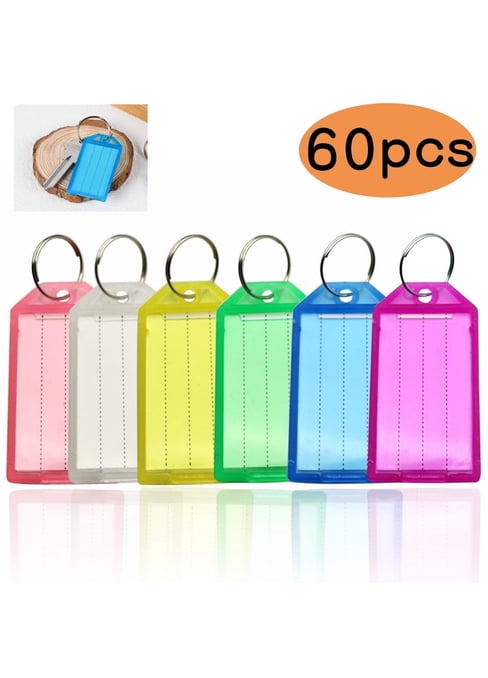 Uxcell 60x21mm Plastic Key Tags with Split Keyring Yellow 16 Count ...