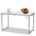 LiteHaven Folding Portable Camping Table with Adjustable Height ...