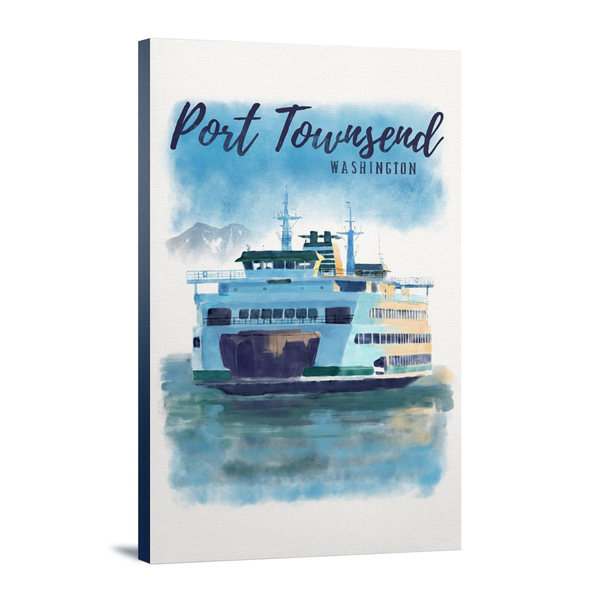 Port Townsend, Washington, Ferry, Watercolor, (12x18 Wrapped Canvas ...