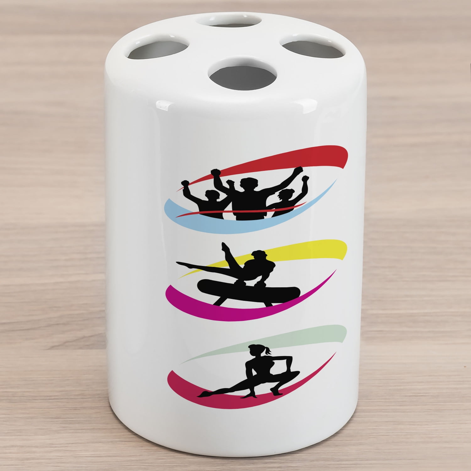 Olympics Ceramic Toothbrush Holder, Silhouette of Sport and Competition ...