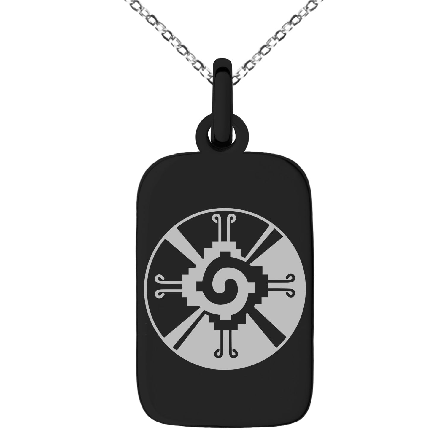 Stainless Steel Mayan Hunab Ku Rune Engraved Small Rectangle Dog Tag ...