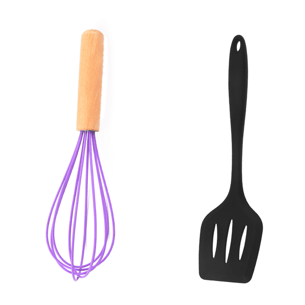 2 Piece Mini Kitchen Utensil Set- Silicone Kitchen Tools with wood ...