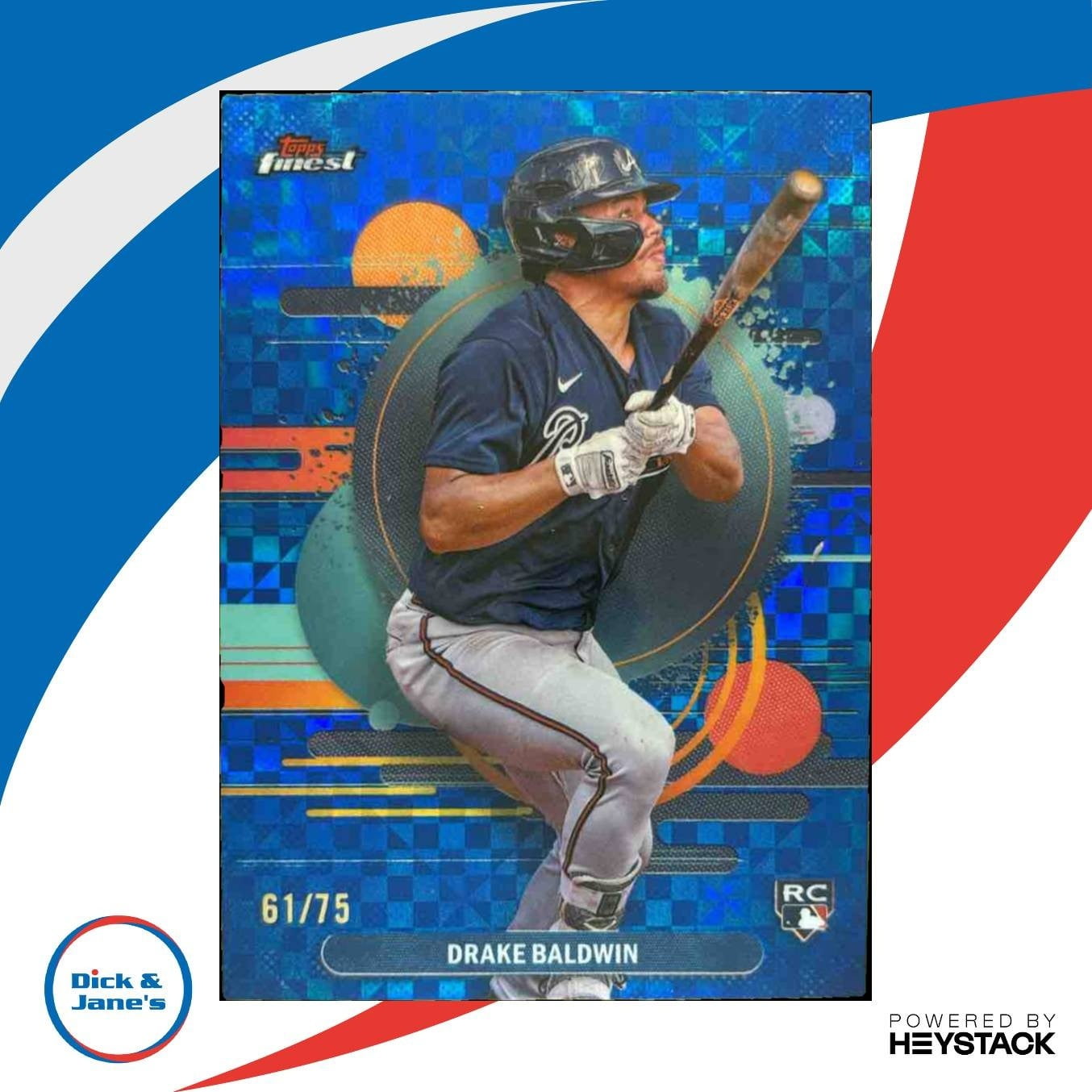 2025 Topps Finest Drake Baldwin Uncommon Blue X-Fractor /75 RC Atlanta ...