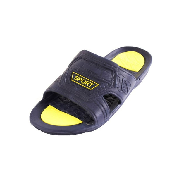 SLM Men's Active Slip On Classic Black Slide Sandals - Walmart.com