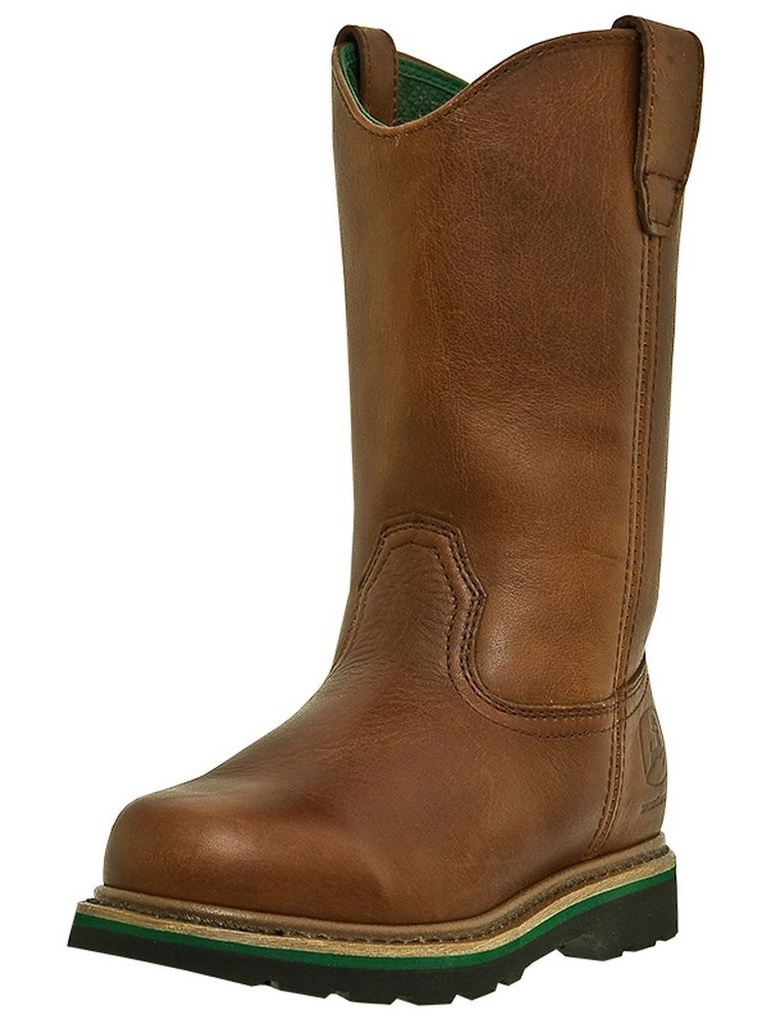 John Deere Work Boots Mens Leather Wellington Tractor Walnut JD4193 ...