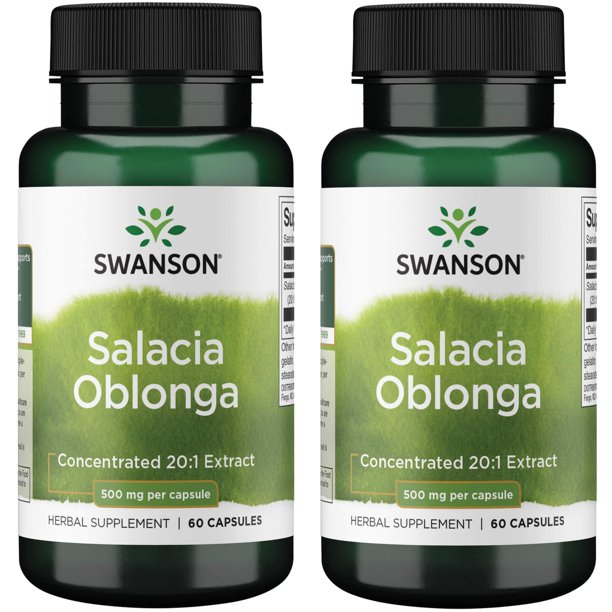 Swanson Salacia Oblonga Concentrated 20:1 Extract 500 mg 60 Caps 2 Pack ...