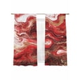 Abstract Liquid Red White Chiffon Sheer Curtains 72 Inches Long Retro ...