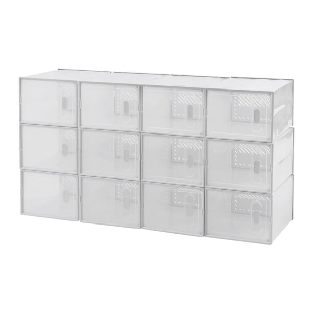 Foldable Shoe Storage Box Sneaker Case Stackable Container Waterproof 12x Clear Plastic Shoe ...