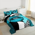 jejeloiu Geometric Zebra Striped Twin Comforter Sets,Black Blue White ...