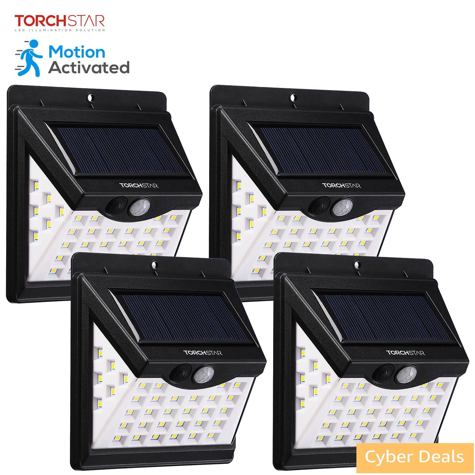 TORCHSTAR 4Pack 40 LED Outdoor Solar Lights, Wireless Security Motion Sensor Light 270° Beam ...