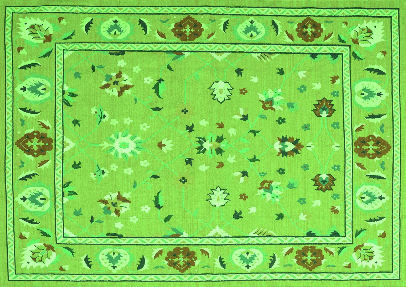 Ahgly Company Indoor Rectangle Abstract Green Contemporary Area Rugs, 3 ...