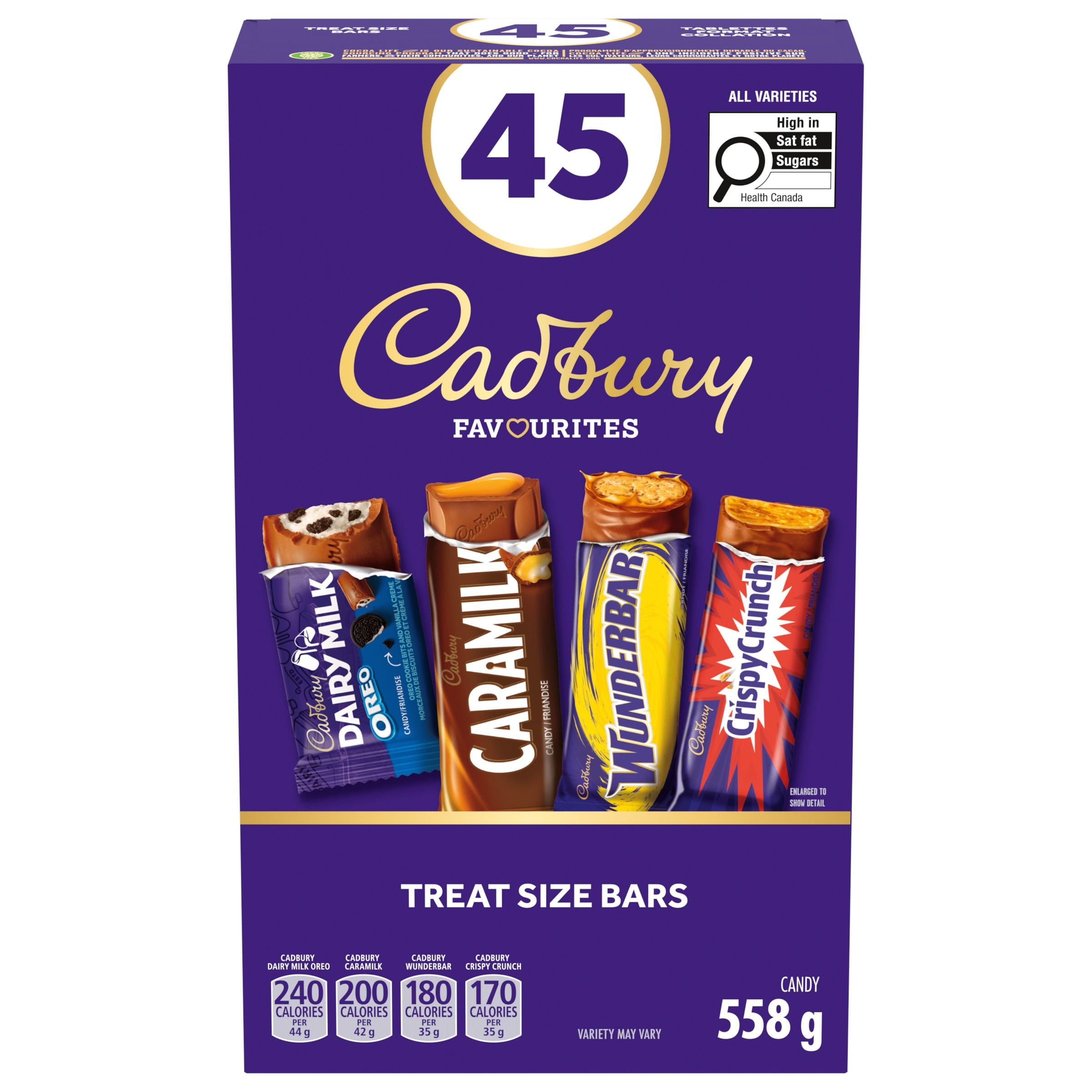 CADBURY, emballage de 45 format collation, Tablettes de chocolat ...