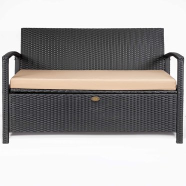 Barton Outdoor Deck Box Bench - UV-Resistant Wicker, Storage with ...