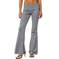 Bovxnpu Women's Straight Leg Pants Fold Over Waist Stripe Flare Casual ...