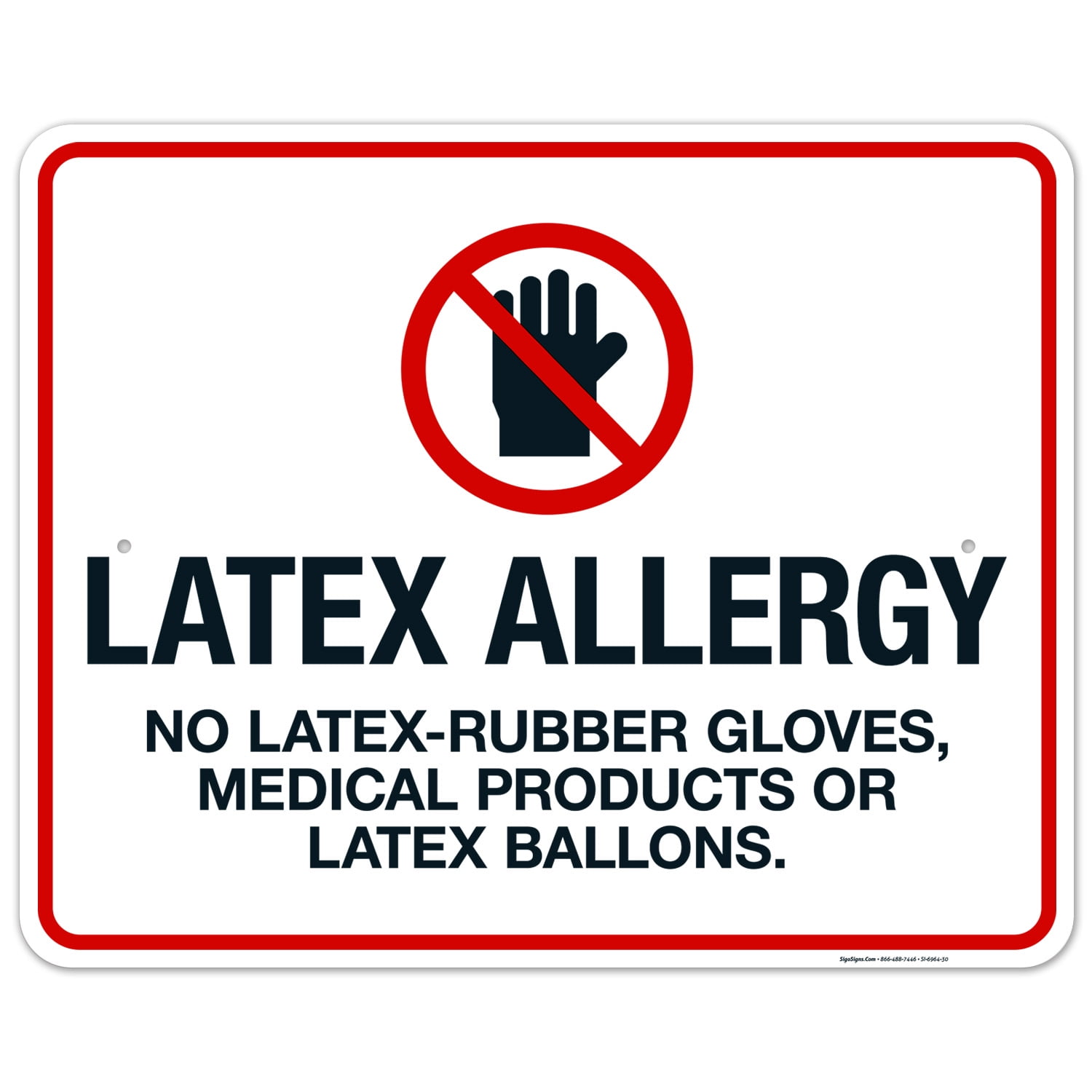Latex Allergy Sign, (SI-6964) - Walmart.com