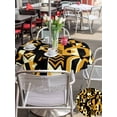 Abstract Geometric Round Outdoor Tablecloth with Umbrella Hole Yellow ...