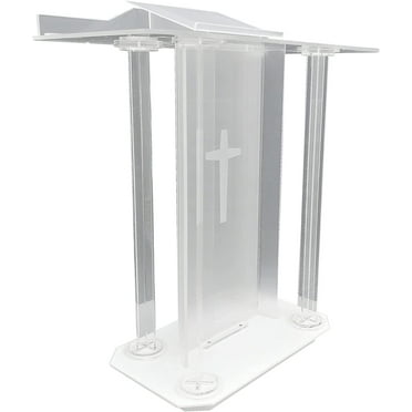 EQCOTWEA Church Podium Clear Transparent Lectern Acrylic Plexiglass ...
