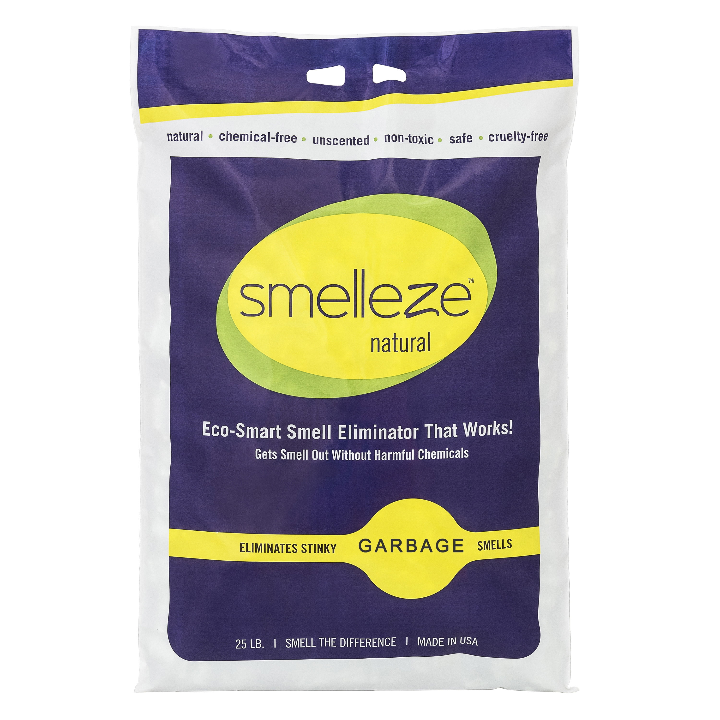 SMELLEZE Natural Garbage Smell Deodorizer Granules: 25 lb. Bag Sprinkle ...