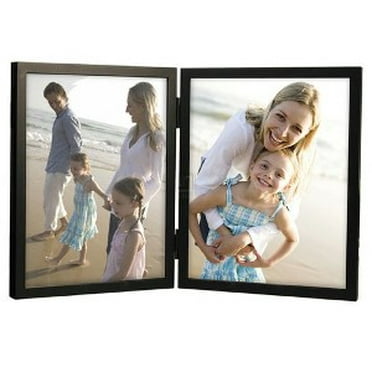 Walnut Wood 8x10 Hinged Double Picture Frame Matted to 5x7 - Walmart.com