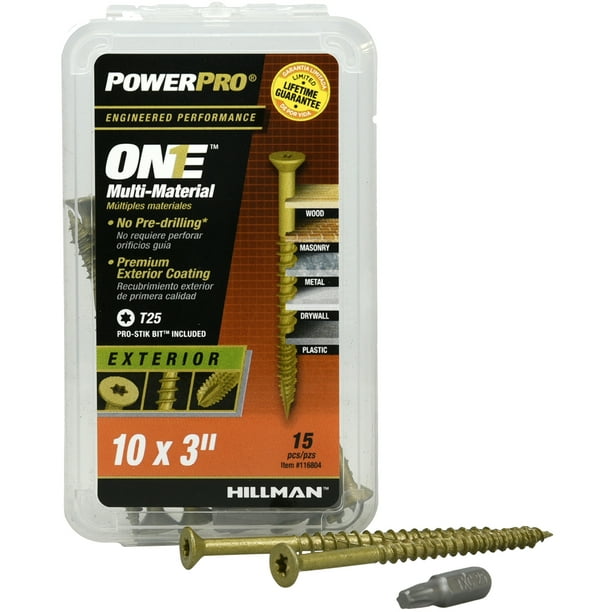 Power Pro One Exterior Flat-Head Multi-Material Screws (#10 x 3") - 10 ...