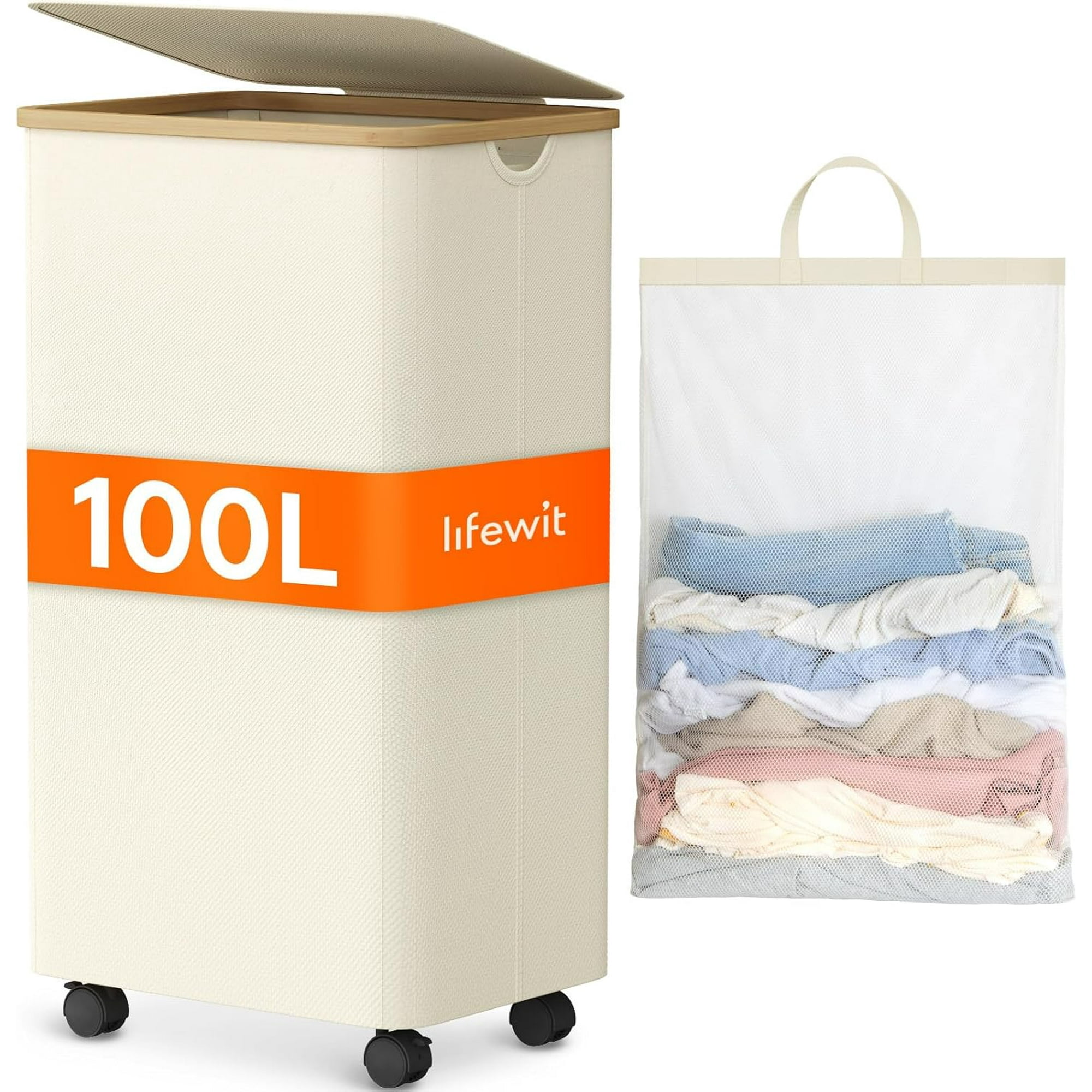 Click here for Salafire 100l Laundry Basket With Wheels  Large Ro... prices
