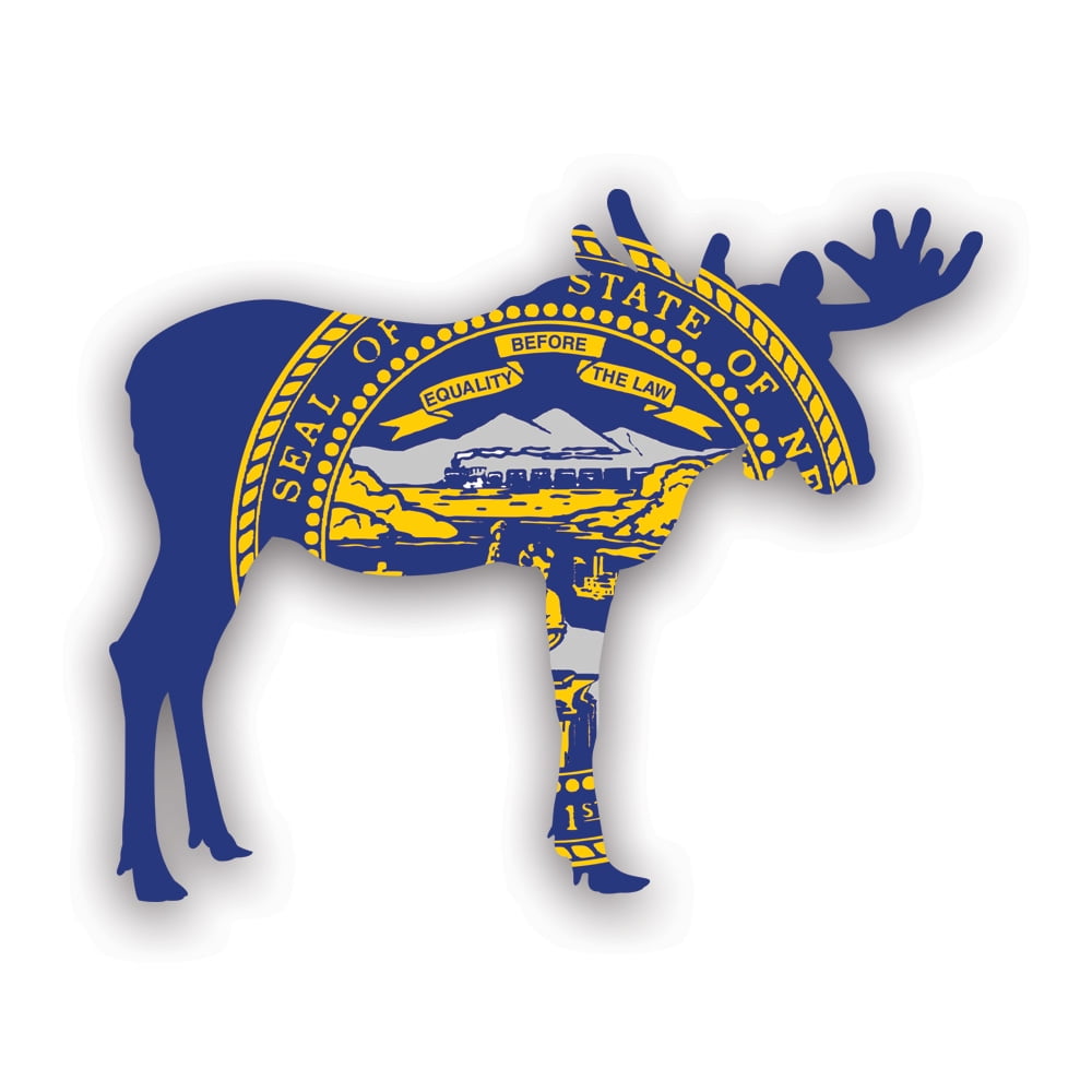 Nebraska Moose Shaped Flag Sticker Decal - Self Adhesive Vinyl ...