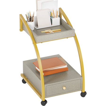 Rolling Utility Cart End Table on Wheel, Entryway Cart Side Table Sofa ...