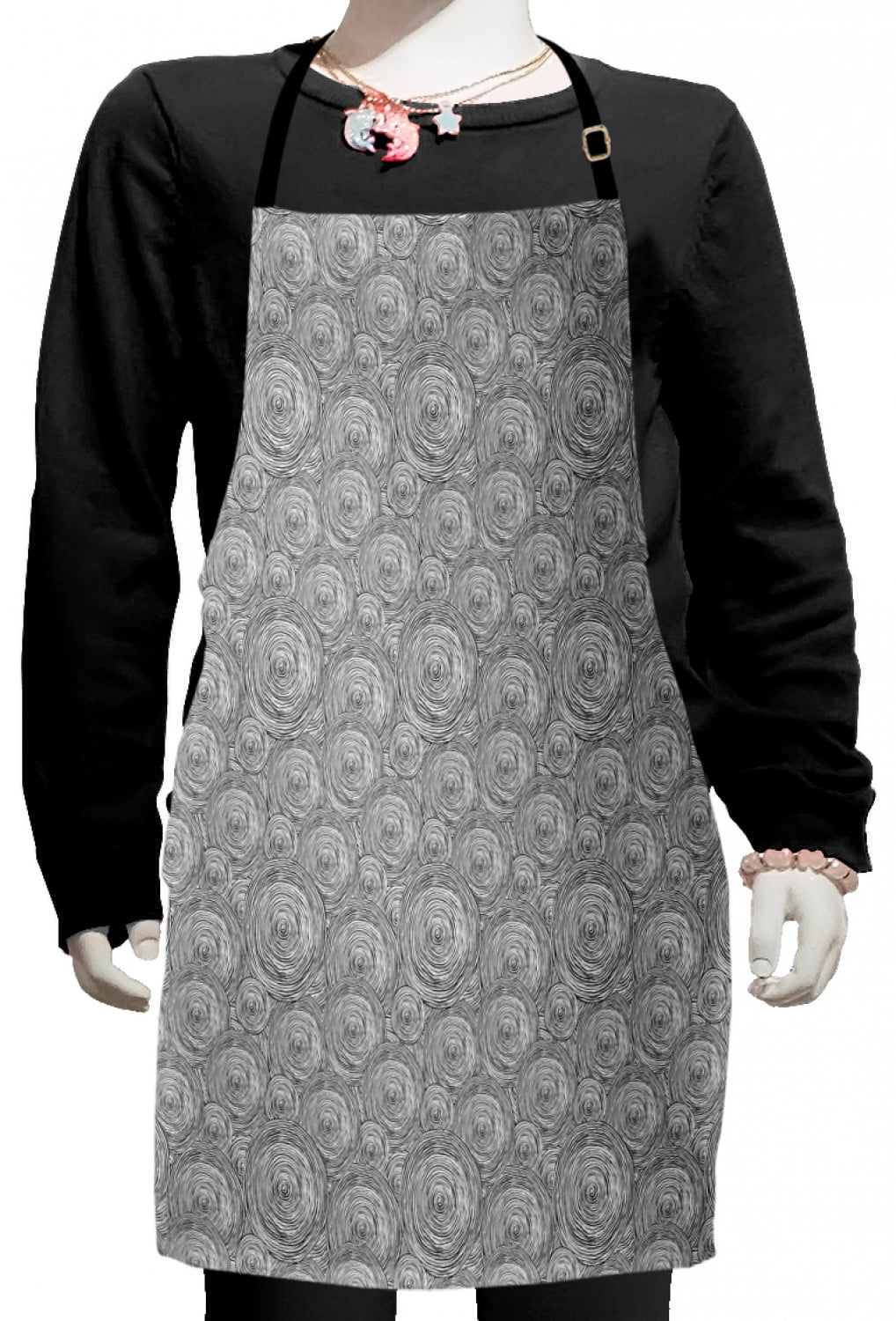 Abstract Kids Apron, Hand Drawn Geometric Spiral Circles Round Shape ...
