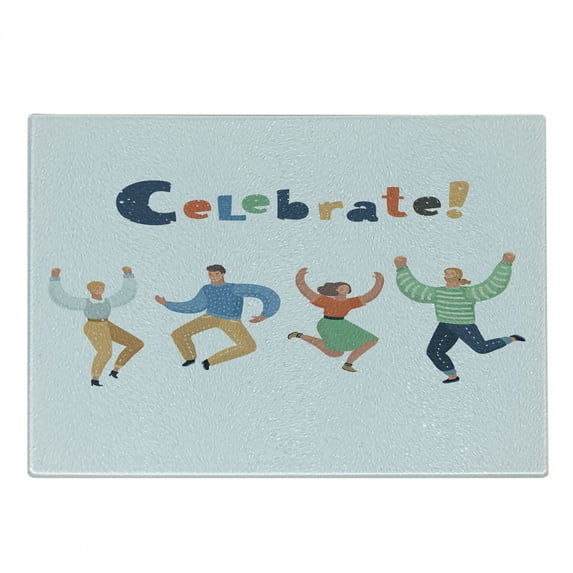 Celebrate Cutting Board, Calligraphy with Happy Humans Jumping up and ...