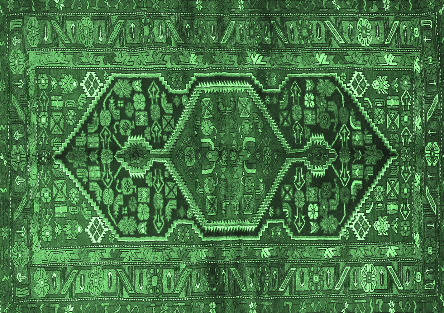 Ahgly Company Indoor Rectangle Persian Emerald Green Traditional Area ...