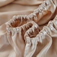Anminy Satin Sheets Queen Silk Sheets Khiki Stripe Bed Sheet Set Deep