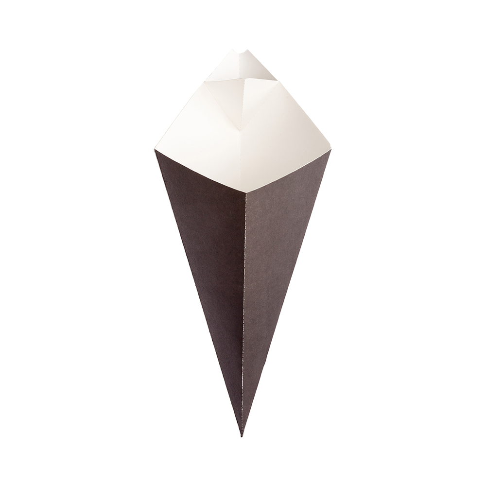 Cone Tek Black Paper Food Cone - with Dipping Pocket - 11" x 6 1/2 ...
