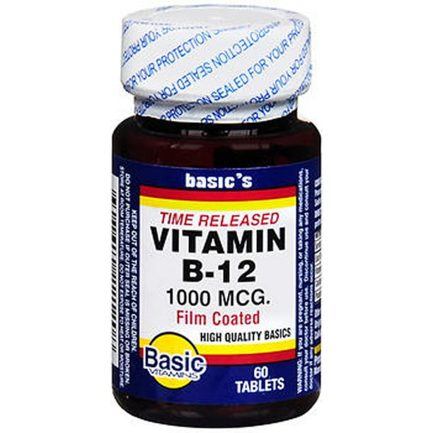 Basic Vitamins Vitamin B-12 1000 mcg Tablets Time Released - 60 ct ...