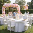 White Round Spandex Tablecloths for Table, Stretchy Wrinkle 120inch ...