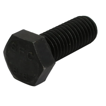 8.8 Grade M12x30mm Full Threaded Left Hand Thread Hex Head Bolt Black ...