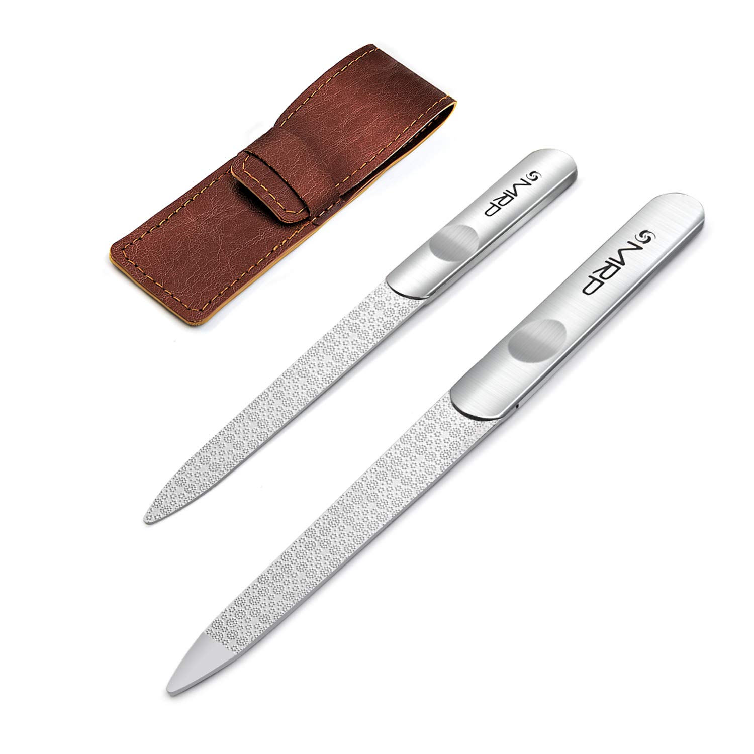 Metal Nail File Kit, 2 pcs Nail File Set with Leather Case, Double ...