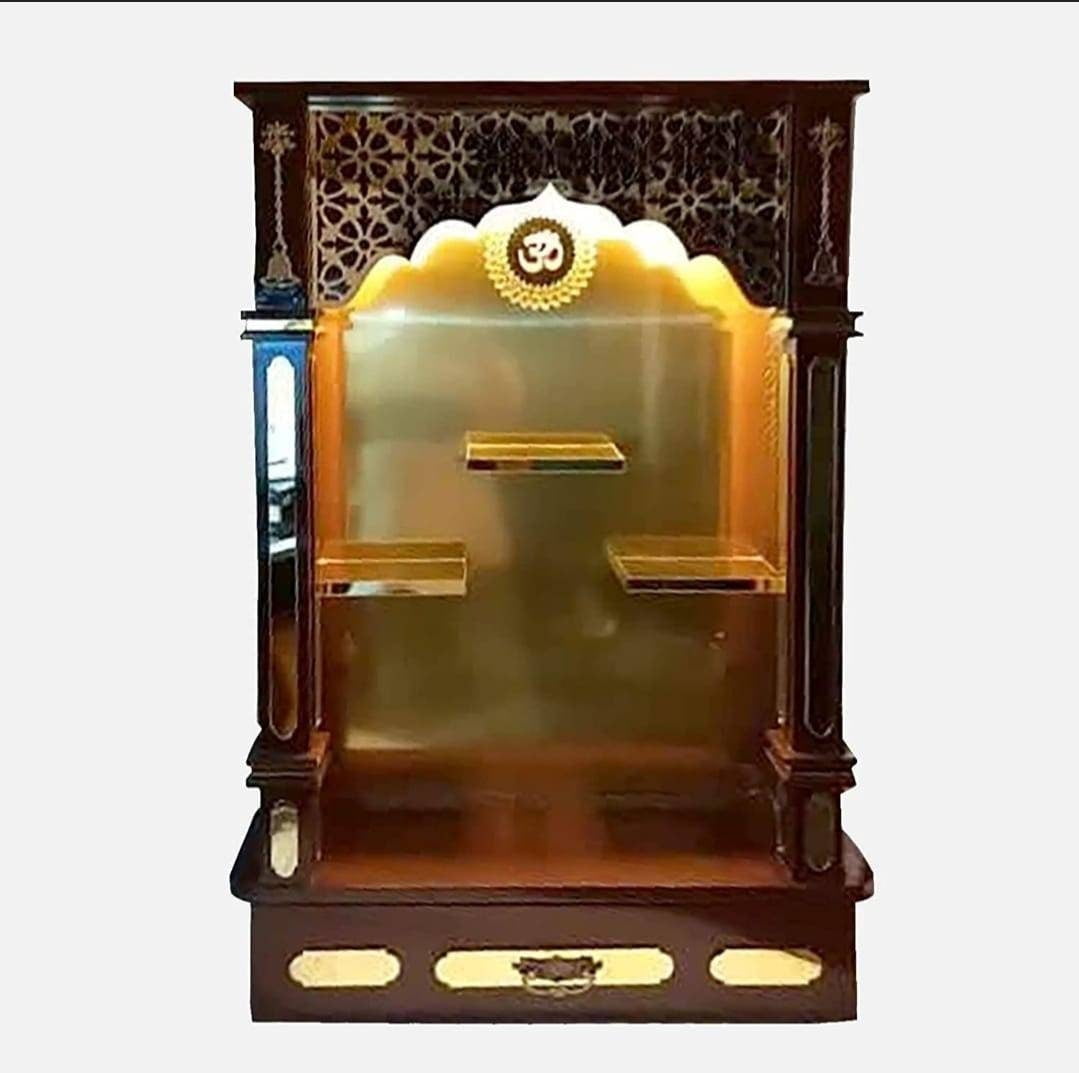 Wooden Brown Antique Temple With LED Lights | Mandir For Home And ...