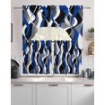 Blue Grey Stripes Swag Valance for Window, 3 Piece Abstract Line ...