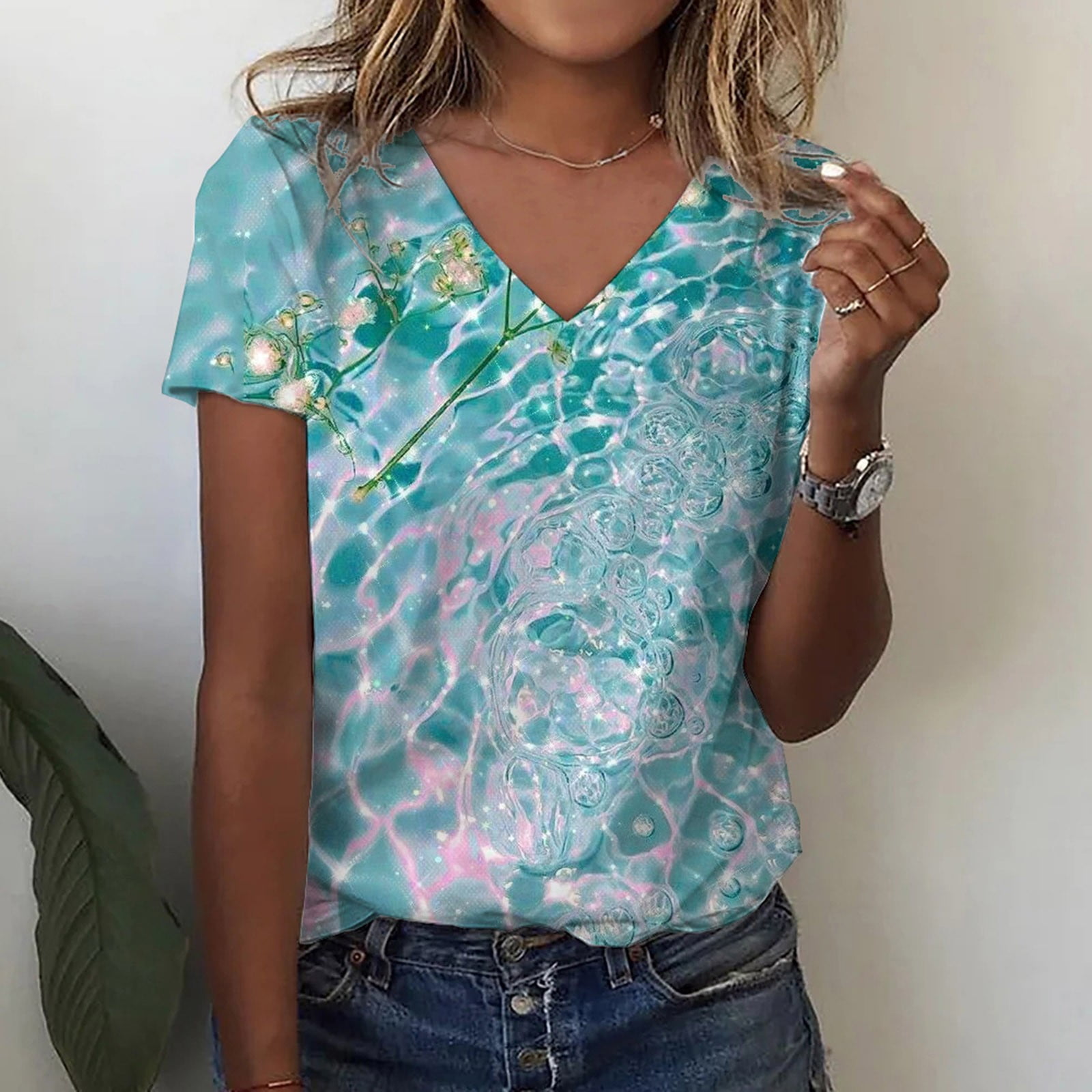 Click here for Chgbmok Summer Plus Size Short Sleeve Blouse For W... prices