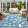 Blue Paw Print Washable Area Rug 3 x 5 ft Modern Classic Blue White ...