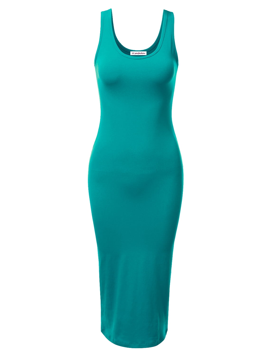 Doublju Women's Sleeveless Bodycon High Split Tank Midi Dress Shirring ...