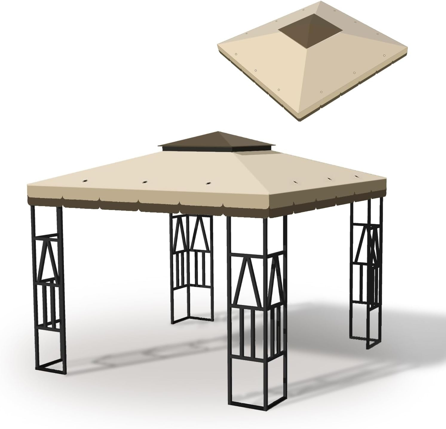 SHMAMT 10x10 ft Gazebo Replacement Top Cover, Double Tier Canopy Roof ...