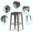 "ZAFLY 26"" Tall Indoor Stackable Metal Bar Stools Set of 4, Backless ...