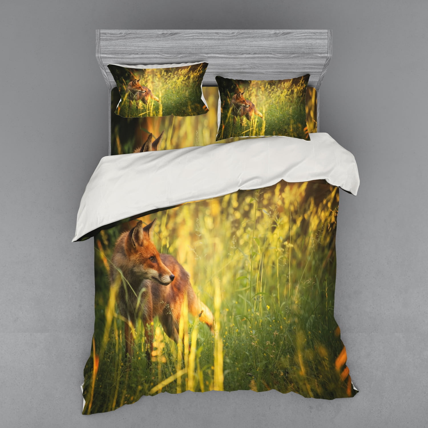 Ambesonne Fox Bedding Set 4 Pcs, Vixen Mammal Summer Forest, Queen ...