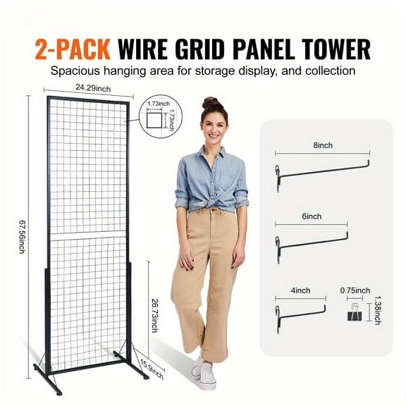 SSWBasics White Triangle Slat Grid Tower with Base & Casters Grid Wall ...