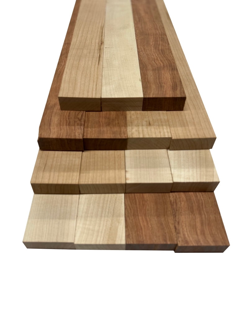 Lumber Board Combo 3/4" x 2" (15 Piece) - Hard Maple, Bubinga, Cherry ...