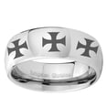 Multiple Maltese Cross Gray High Polish Dome Tungsten Men Ring 10MM ...